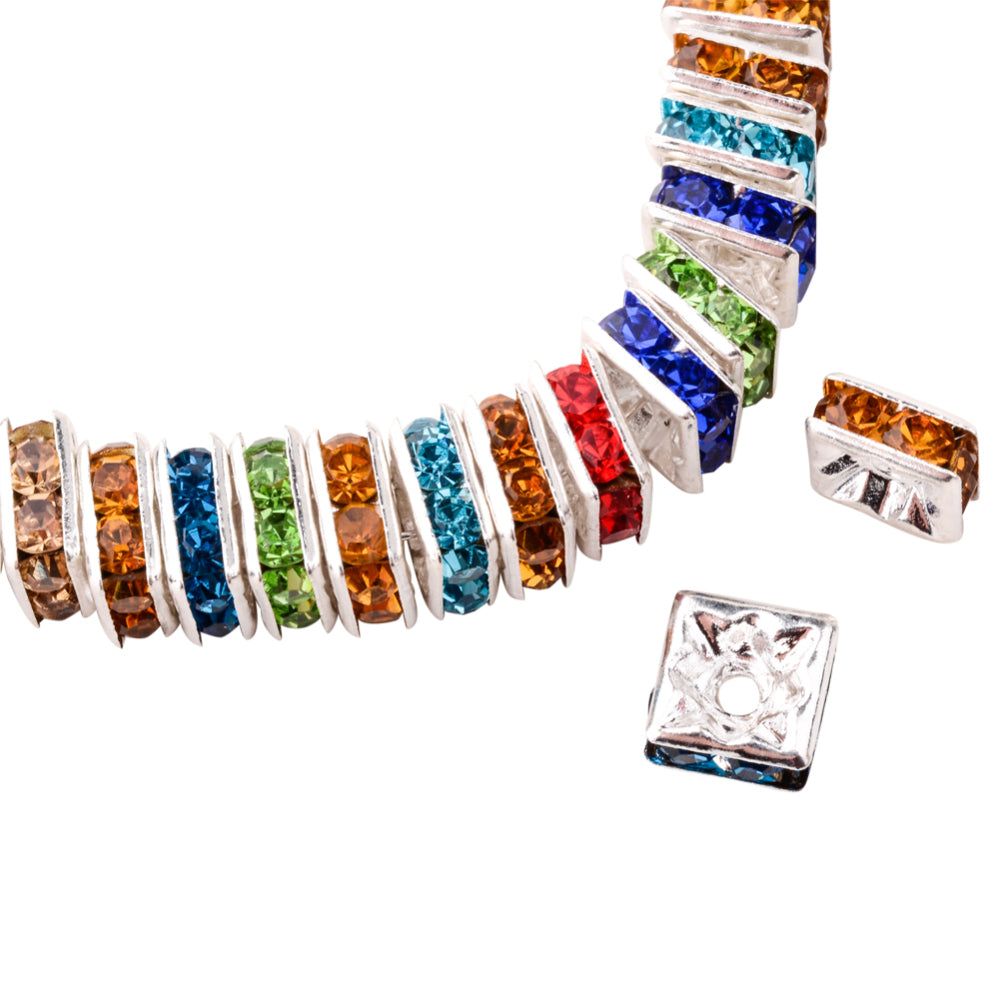 Squaredelles with Rhinestones - 6mm - 20 pieces